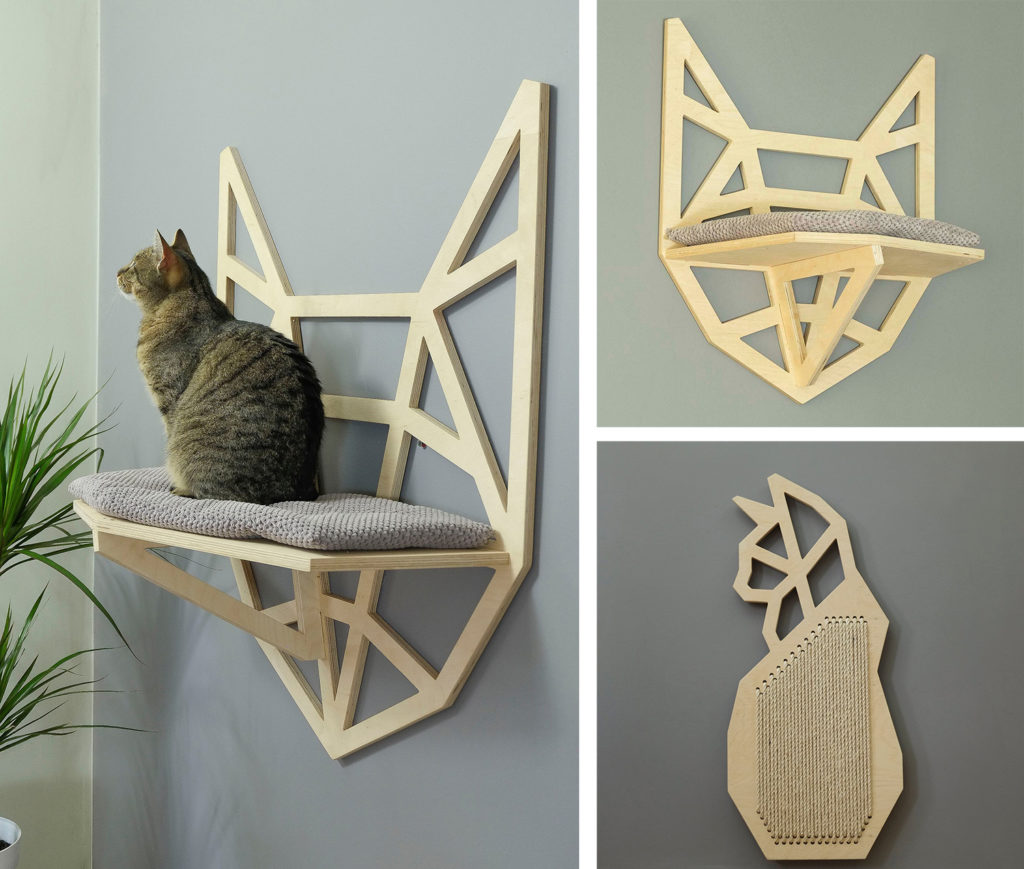 Geometric Cat Shelves & Scratchers Create a Unique Modern Wallscape ...