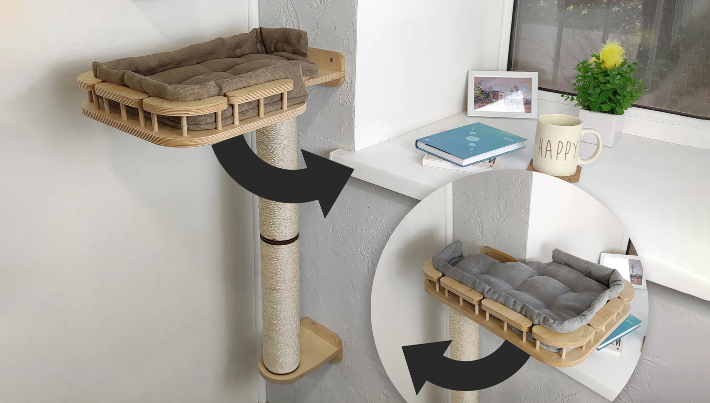 Brilliant Rotating Cat Window Perch & Sisal Scratcher • hauspanther