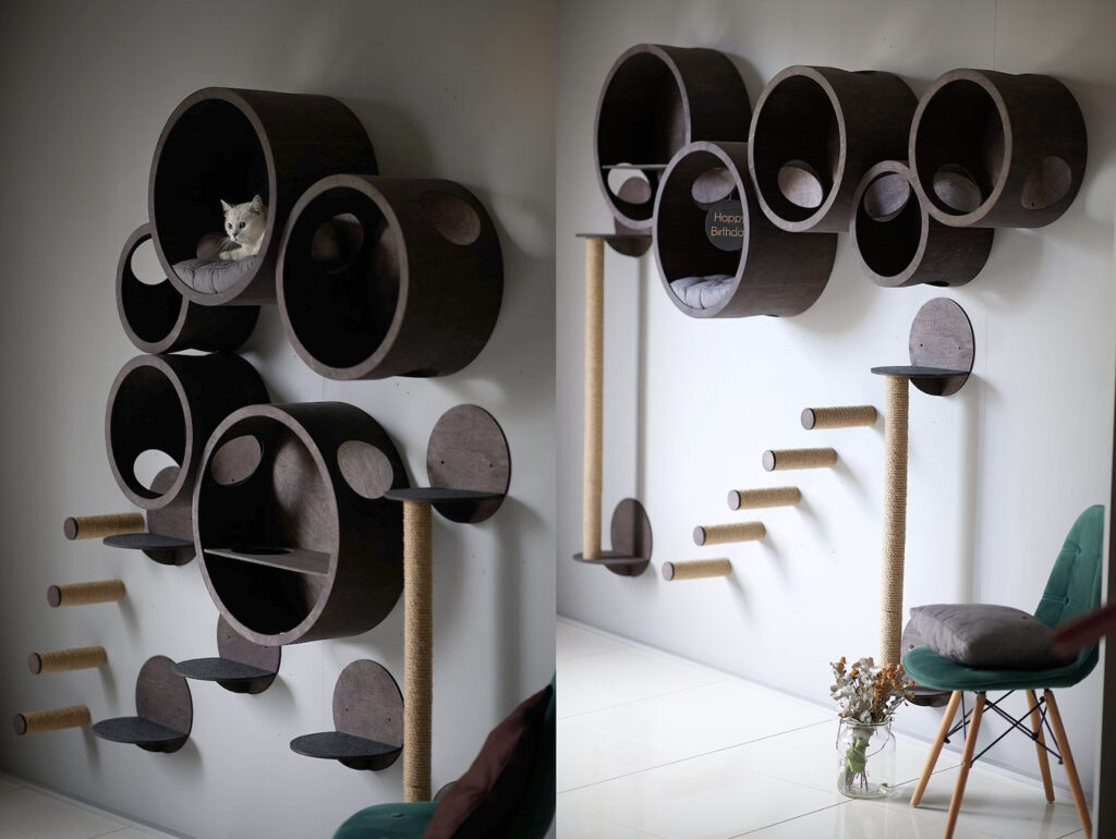 Modern Sculptural Cat Climbing Wall • hauspanther