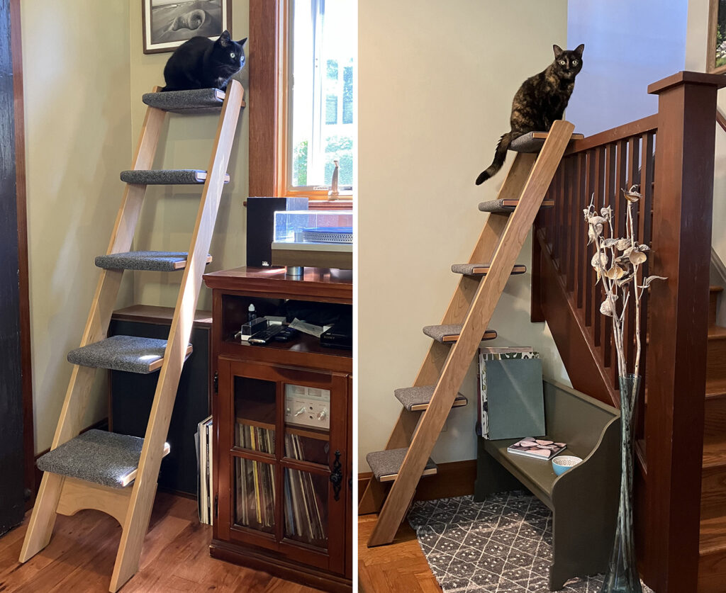 Special Holiday Savings on New Cherry Hardwood Cat Ladders • hauspanther
